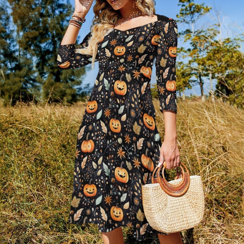 Fall Pumpkin Patch Dress for Women, Festive Thanksgiving Outfit, Ladies ...