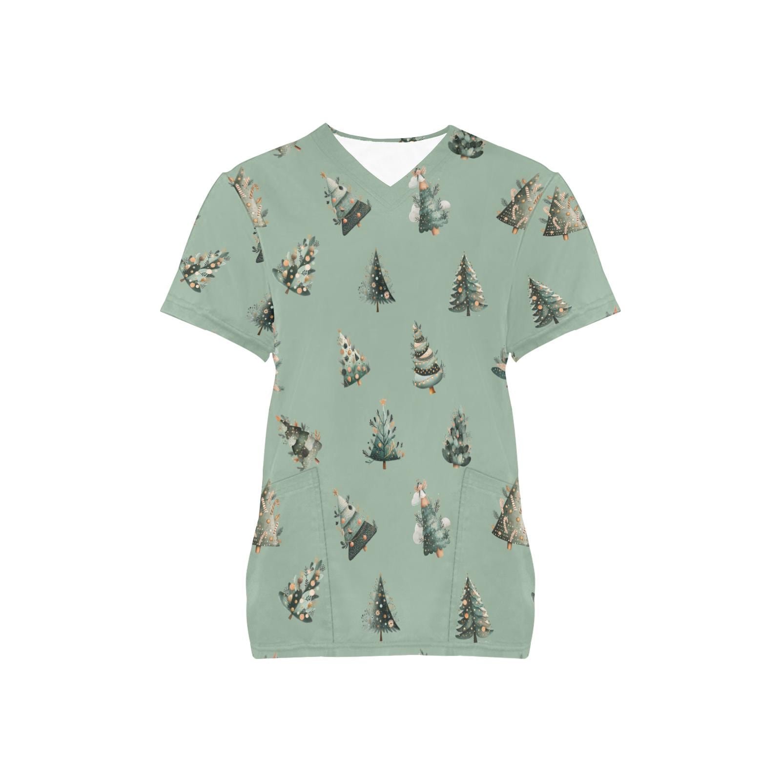Christmas Tree Nurse Scrub Top and Cap | Festive Holiday Medical Scrubs ...