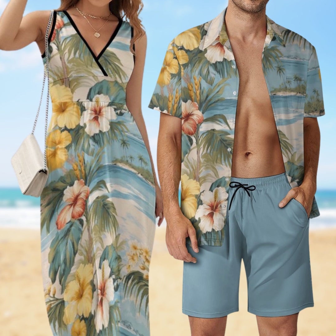 Couples Matching Resort Wear Tropical Print Beach Vacation Summer ...