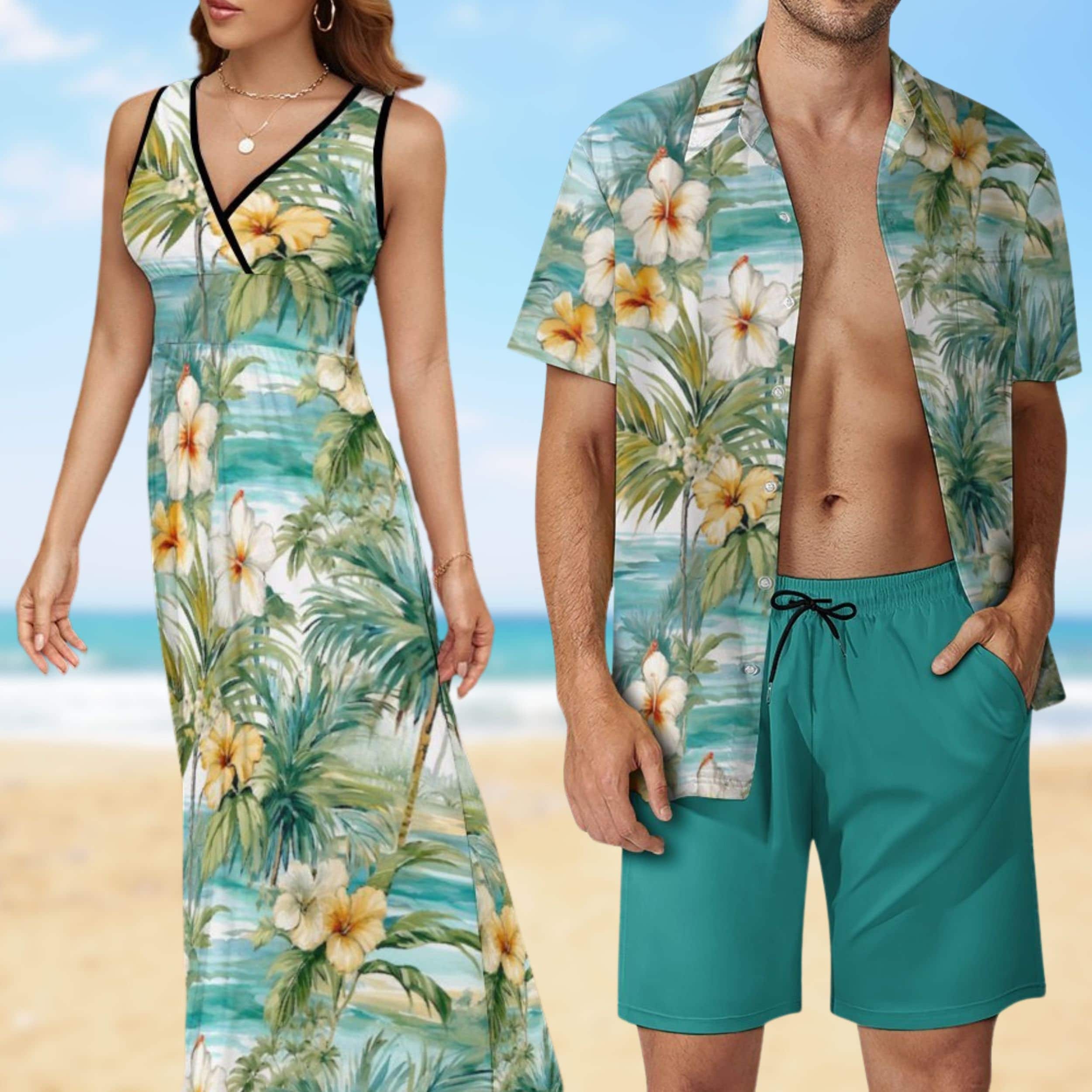 Couples Matching Resort Wear Tropical Print Beach Vacation Summer ...