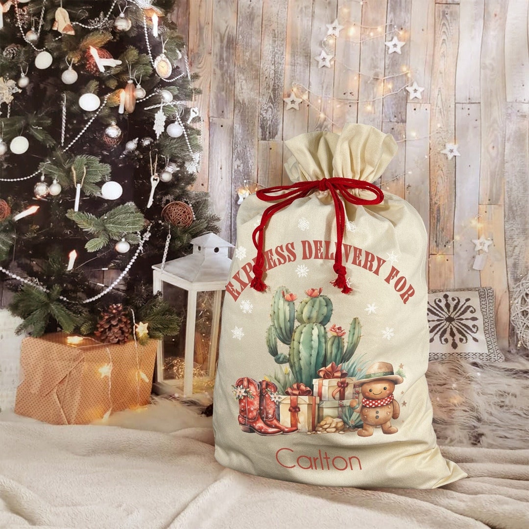 Giant Gift Bag Western Christmas Eve Santasack Country Christmas Decor ...