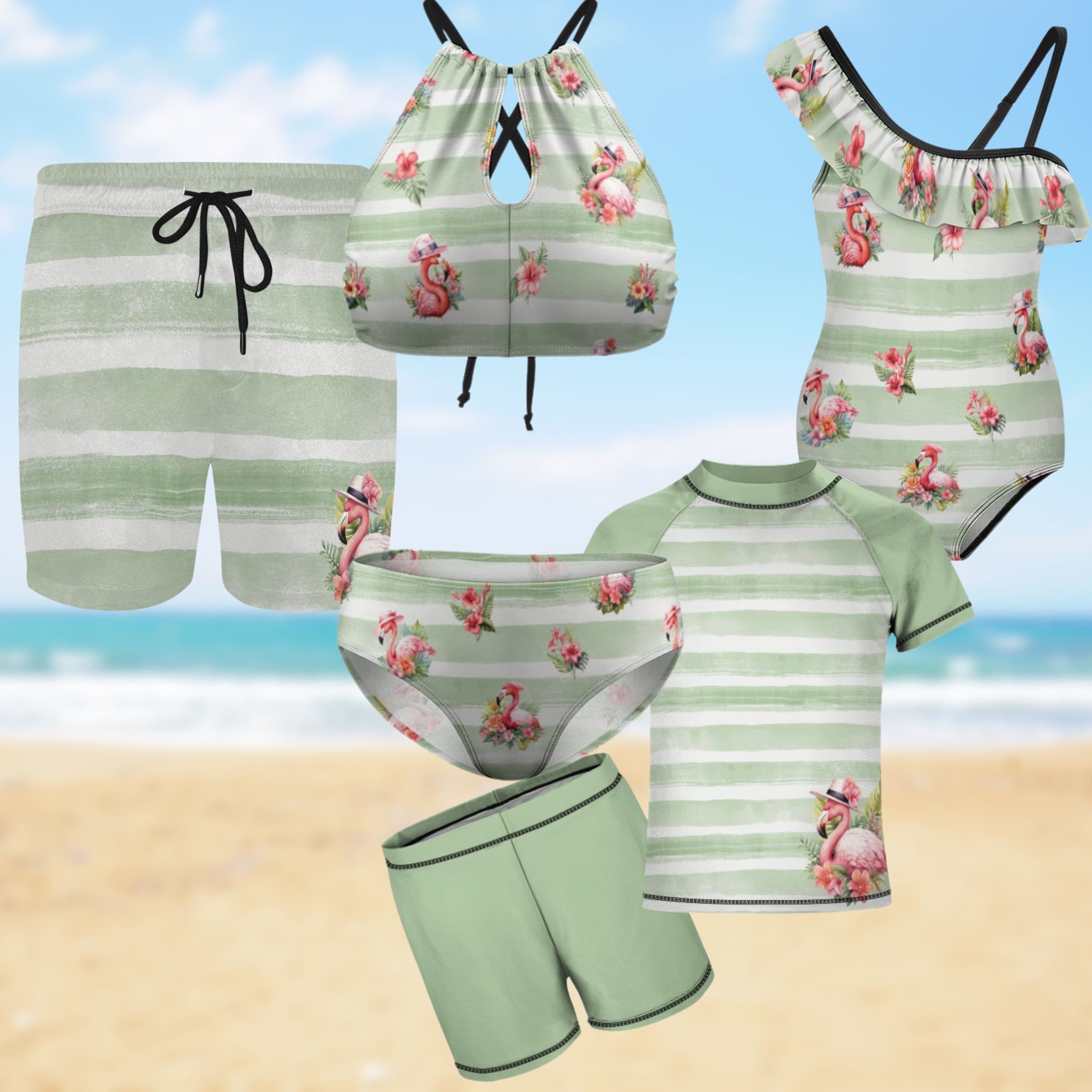 Matching Family Swimsuits Set, Beach Holiday Swimwear, Family Vacation ...