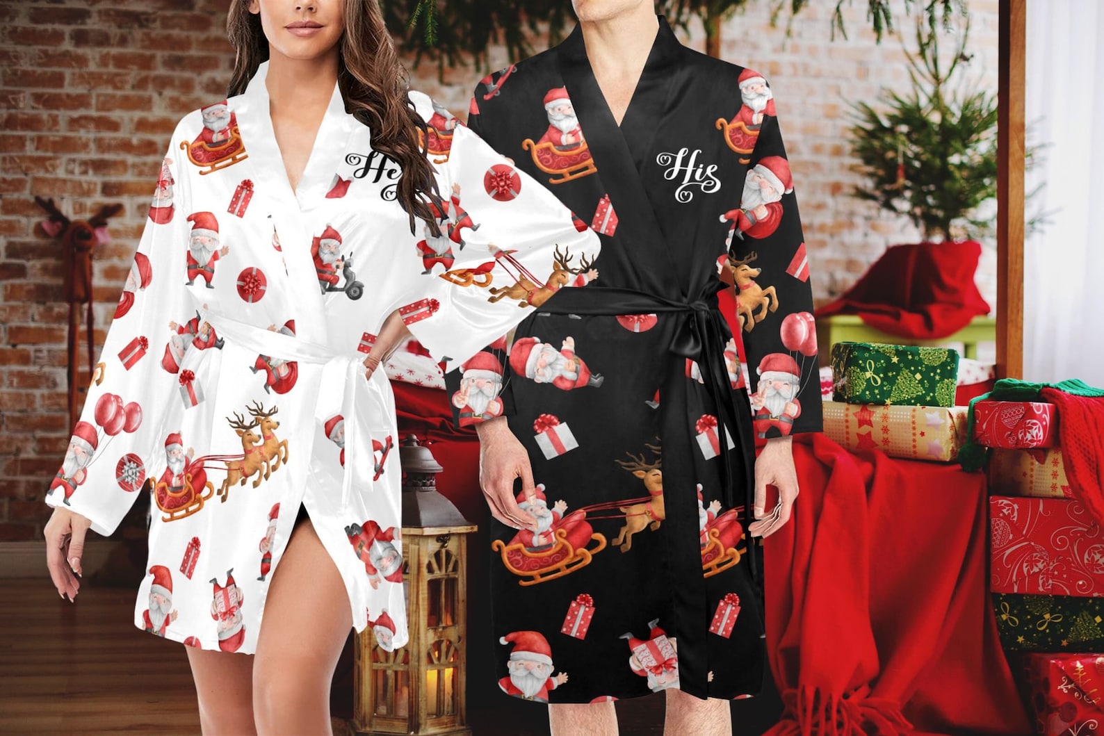 His and Her Robes Christmas Matching Couples' Bathrobes Honeymoon Gift ...