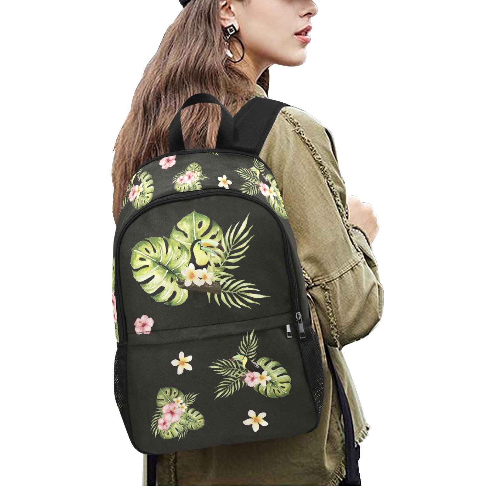 Nylon Backpack Unisex Tropical Keel Billed Toucan Water Resistant ...