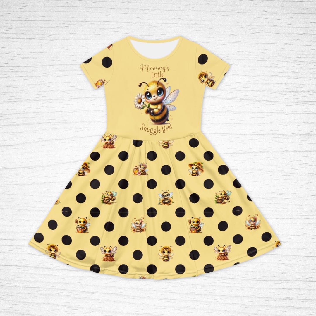 Snuggle Bee Girls Dress, Comfy Kids Clothes, Polka Dots Twirl Dress for ...