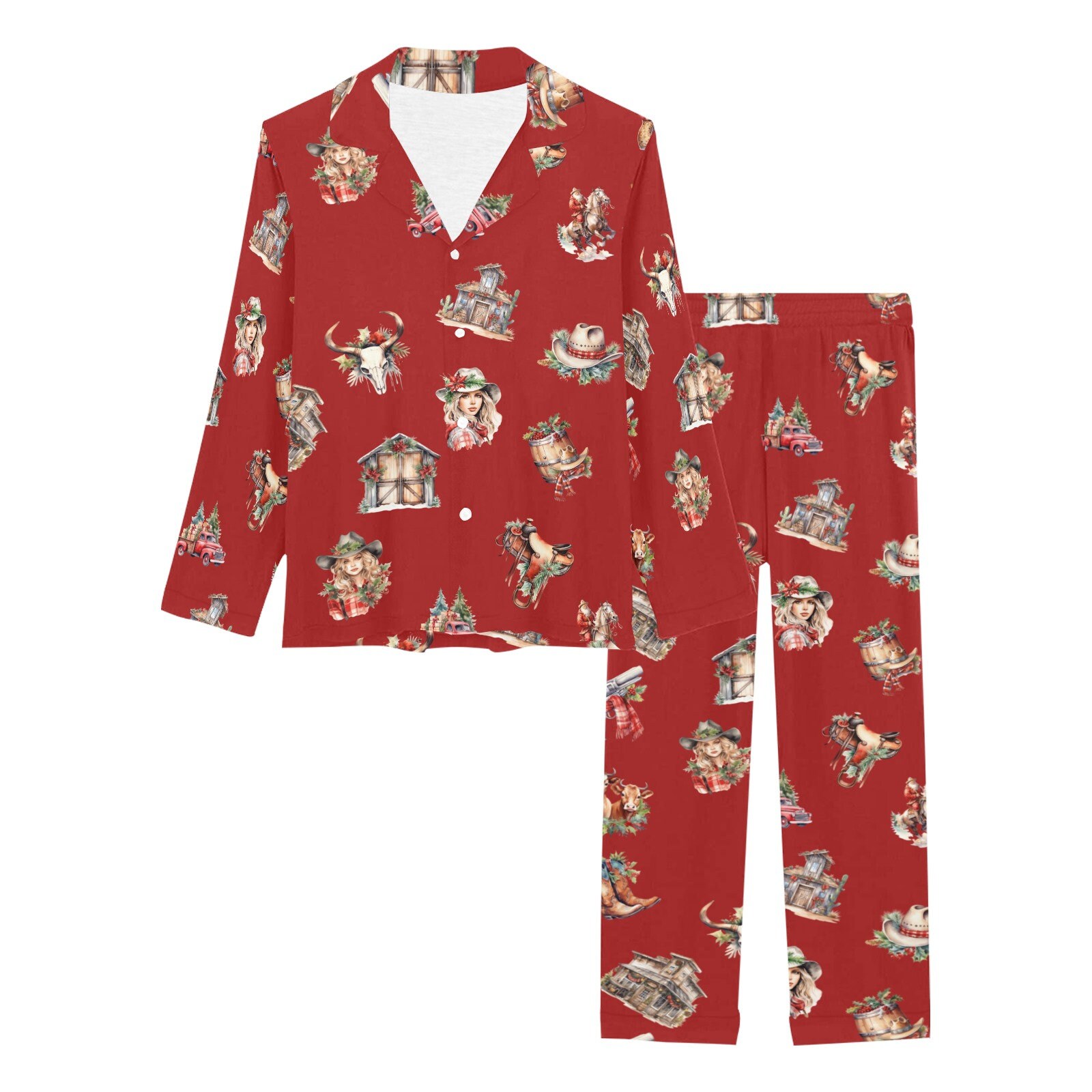 Western Couple Christmas Pajama Set Matching Mr and Mrs Christmas His ...