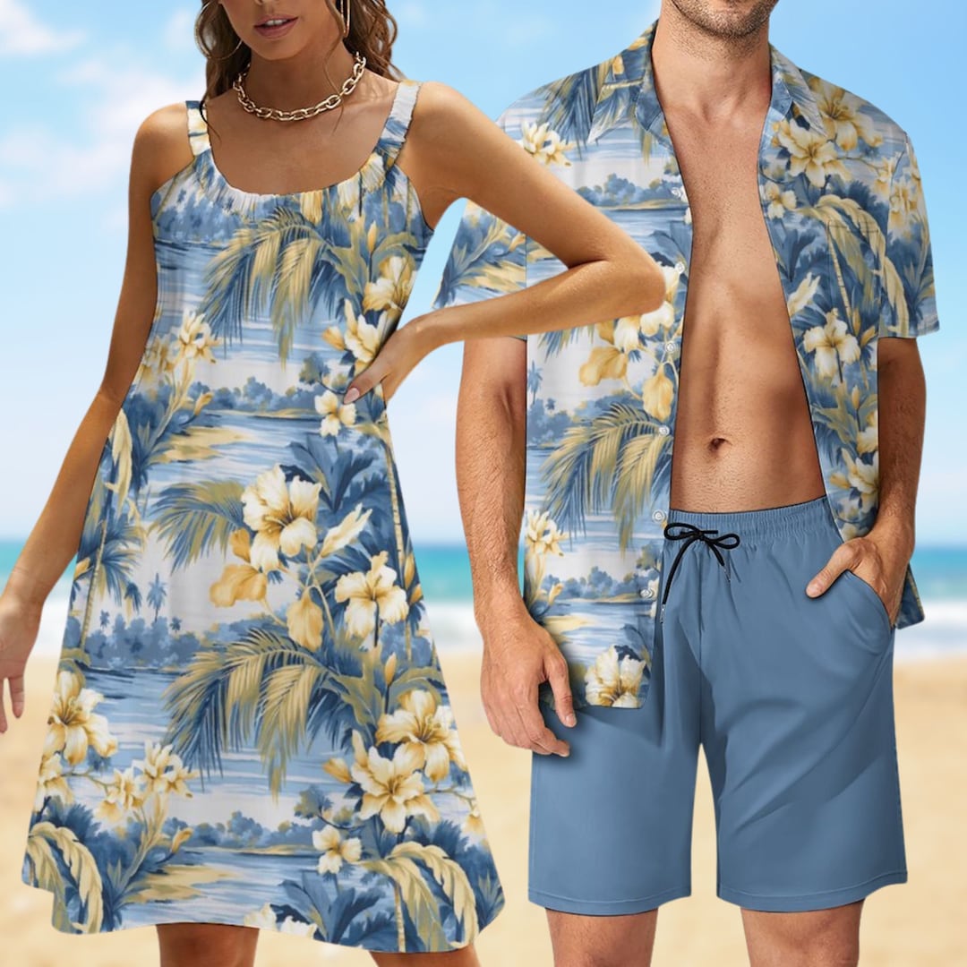 Couples Matching Resort Wear Tropical Print Beach Vacation Summer ...