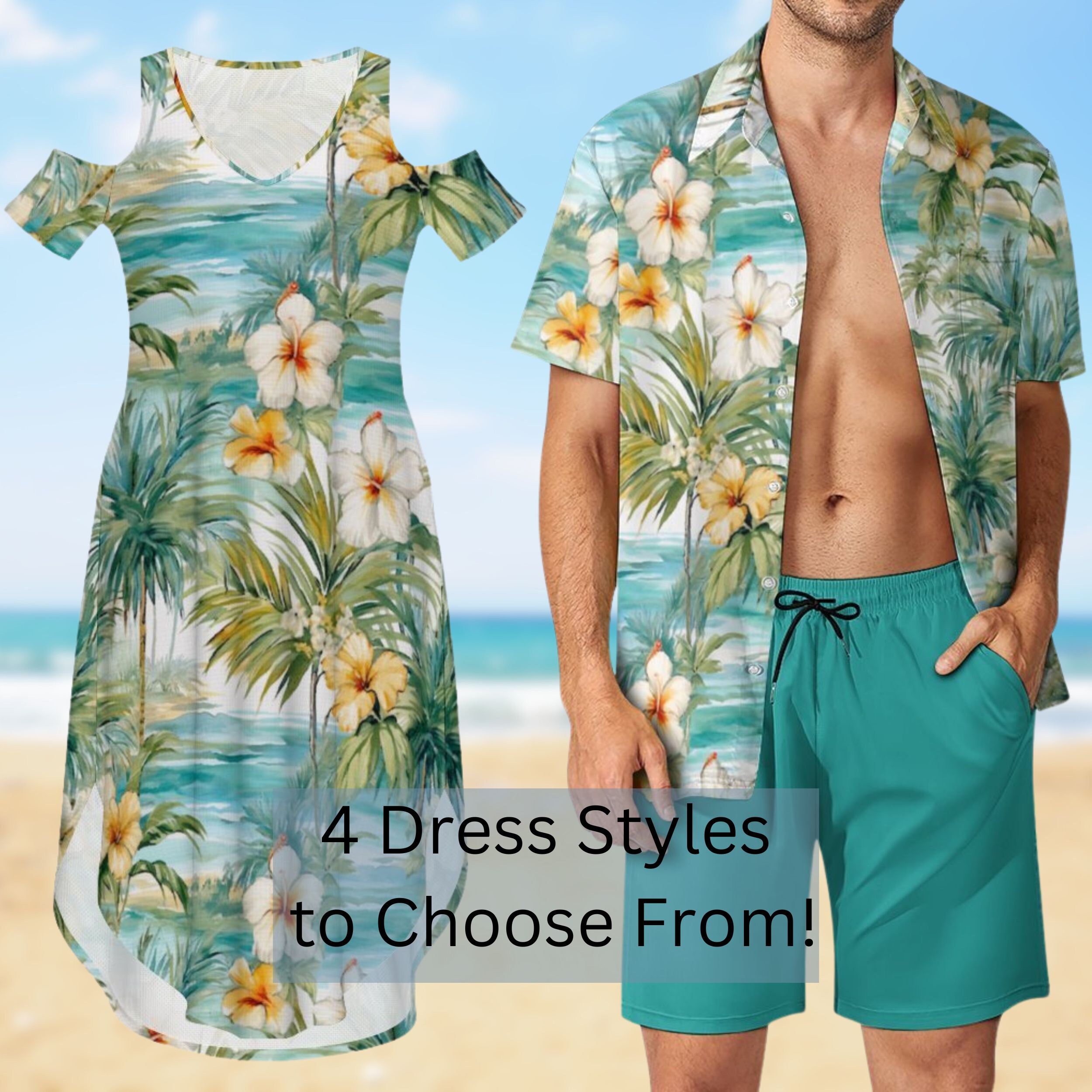 Couples Matching Resort Wear Tropical Print Beach Vacation Summer ...