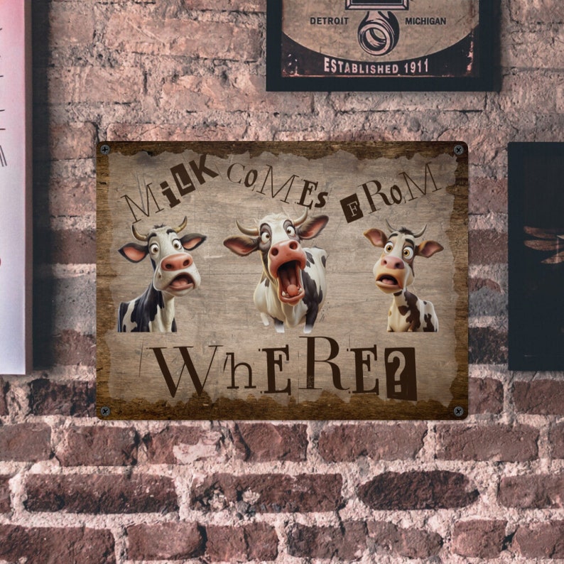 Funny Cow Sign Tin Metal Sign Funny Gift for Dairy Farmer Rustic Metal ...