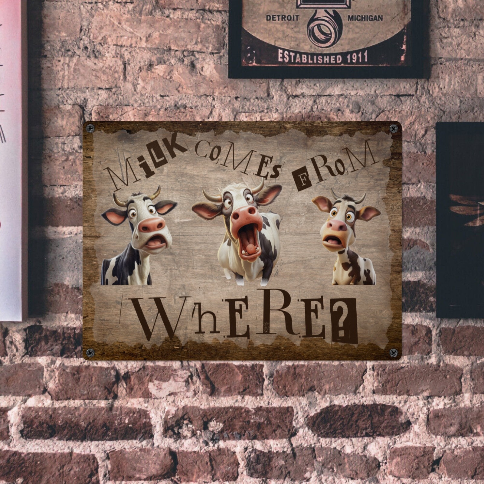 Funny Cow Sign Tin Metal Sign Funny Gift for Dairy Farmer Rustic Metal ...