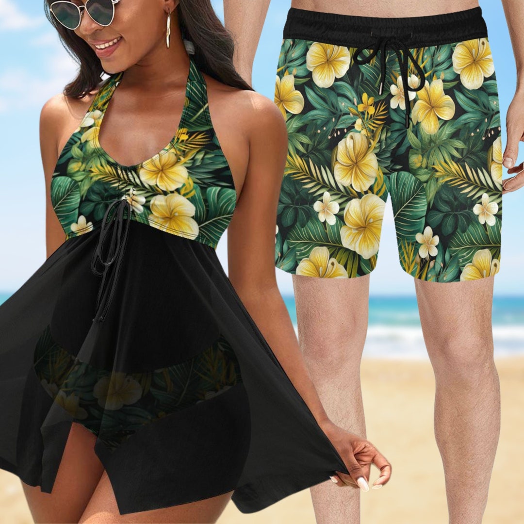 Couple's Swimsuit Set Mr and Mrs Matching Swimwear Beach Outfits His ...