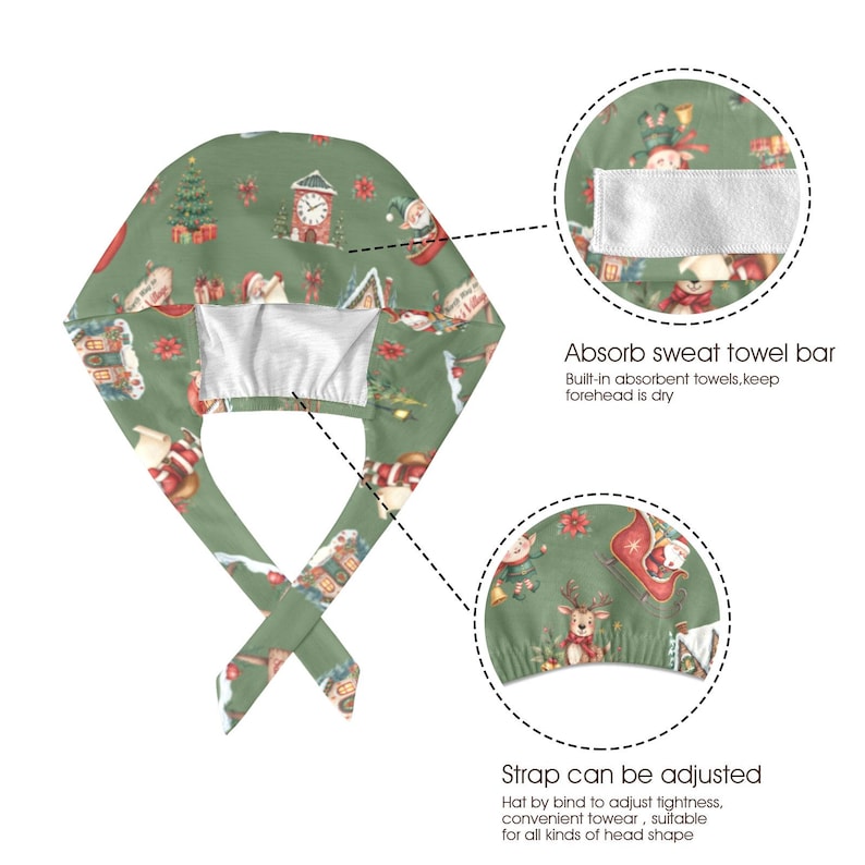 Santa's Village Nursing Scrub Top Christmas Scrub Cap: Holiday Scrubs ...