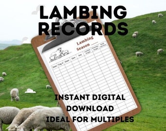 Lambing Season Instant Digital Download Editable Farm Management Record ...