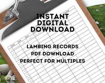 Lambing Season Instant Digital Download Editable Farm Management Record ...
