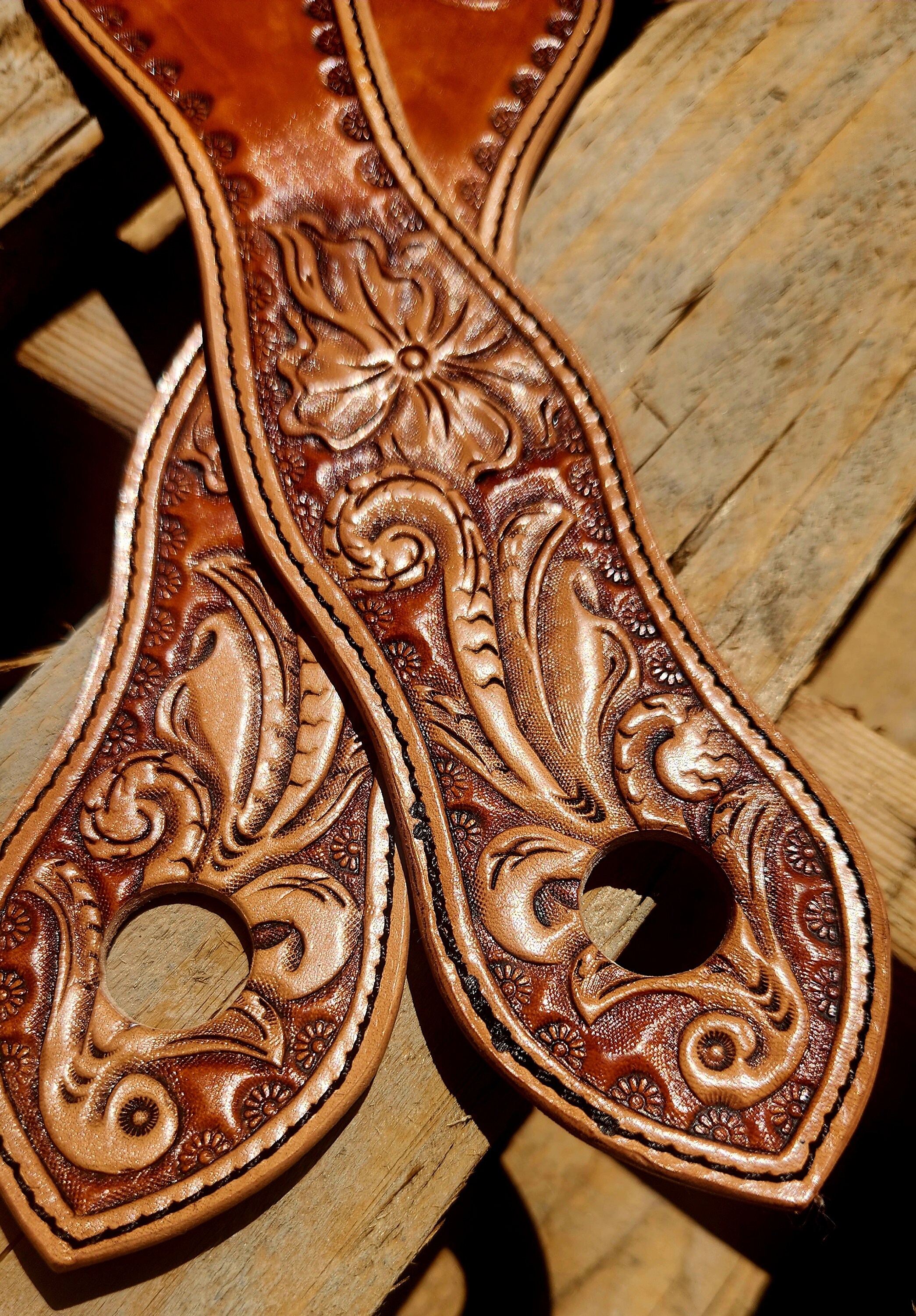 Slobber Strap Tooled Leather