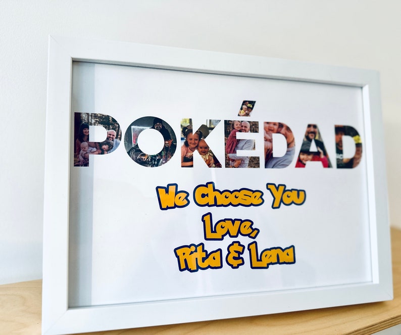 Pokédad Pokemon Photo Collage Gift, Personalised Pokedad Digital File ...