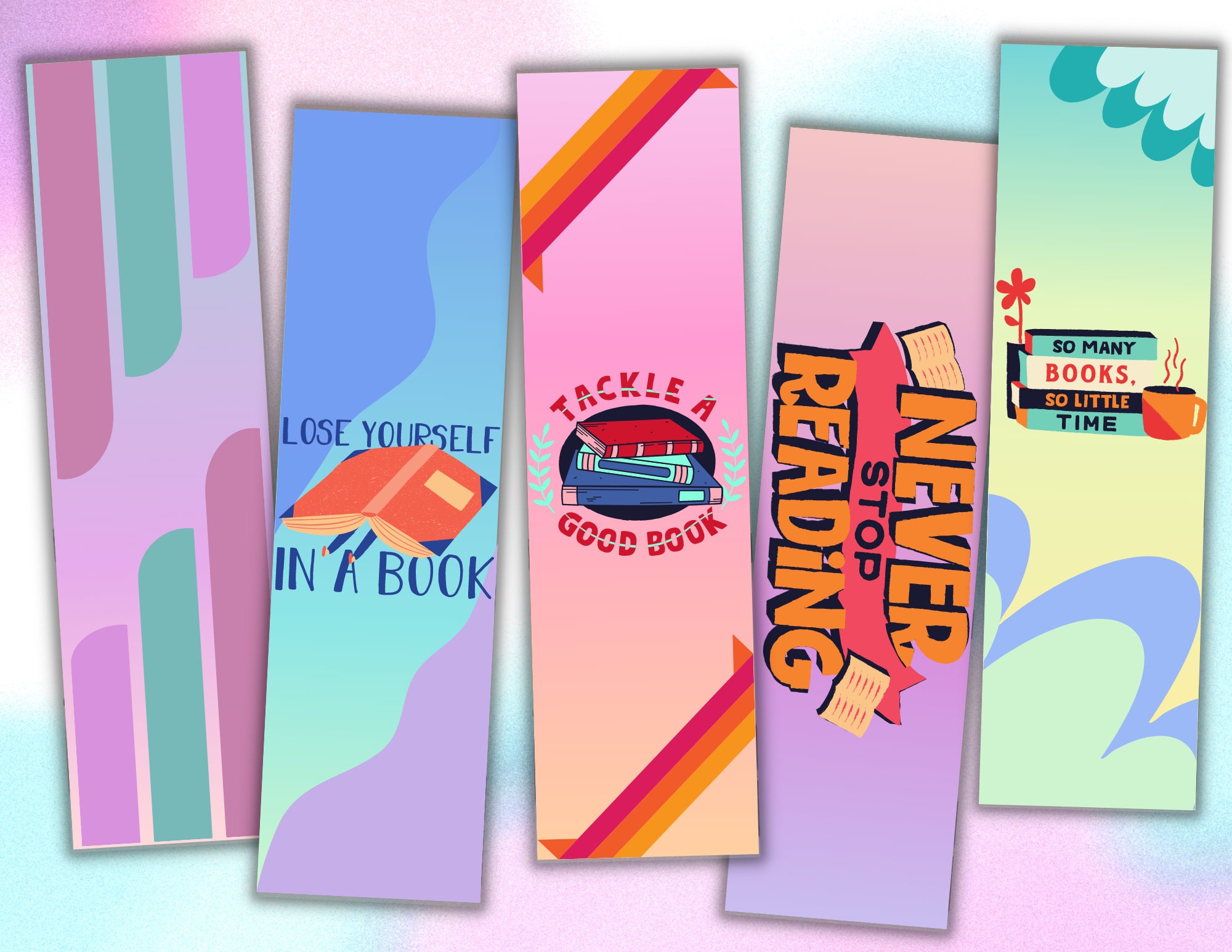 Never Stop Reading Bookmarks | Instant Download, Digital Bookmarks Set ...