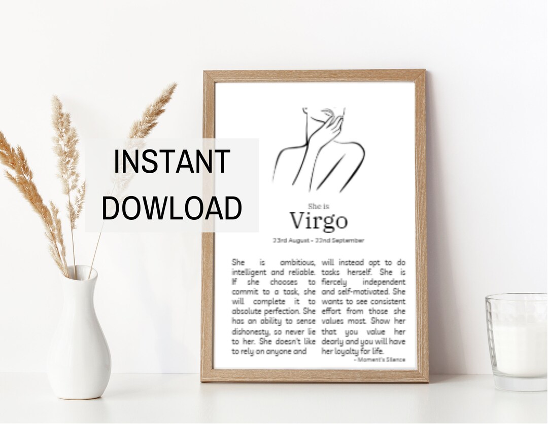 Virgo Downloadable Art, Virgo Definition Printable Wall Art, Virgo ...