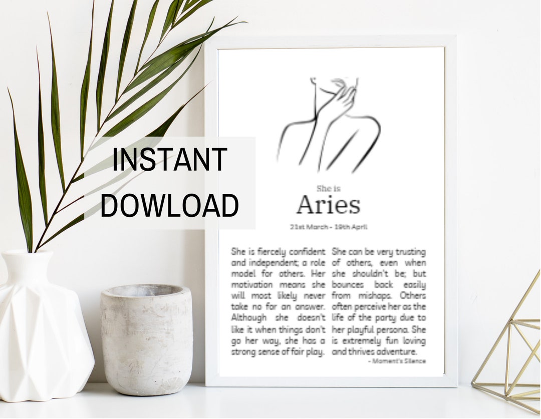 Aries Downloadable Art, Aries Definition Printable Wall Art, Aries ...