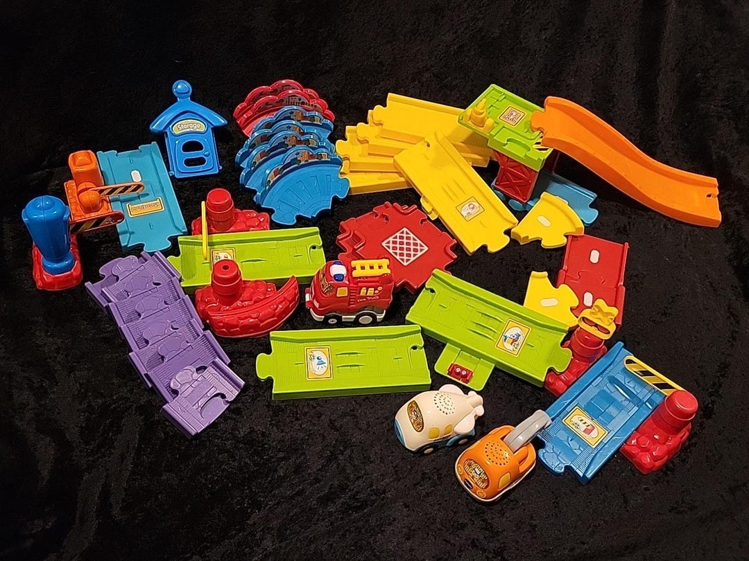 Vtech Go!go! Smart Wheels Trackanf Cars Lot 37 Pieces Fire Tow Truck ...