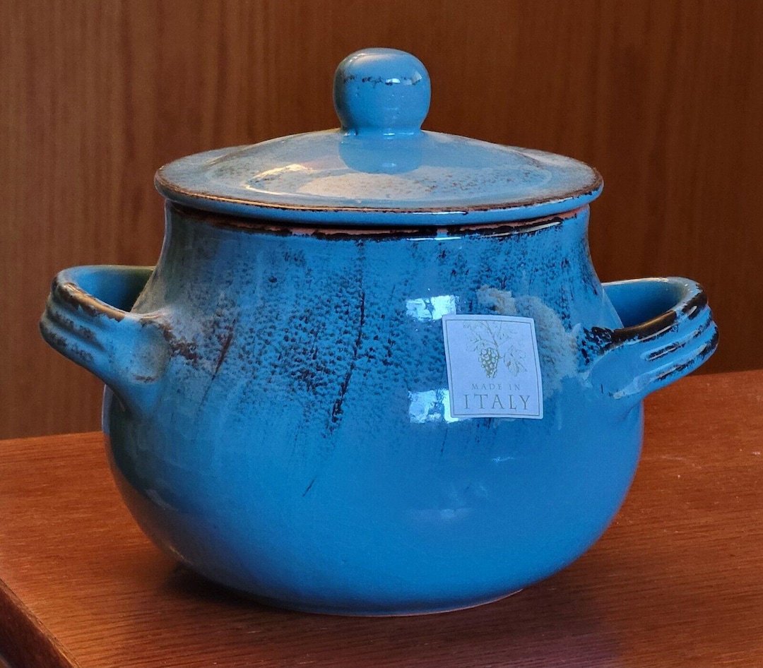 De Silva Fabrique En Italie Terracotta Small Pot With Lid Cookware Teal ...