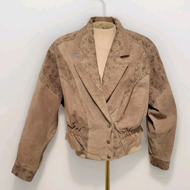 Vintage 80s Suede Leather Western Jacket Crop Coat Size Large Chia ...