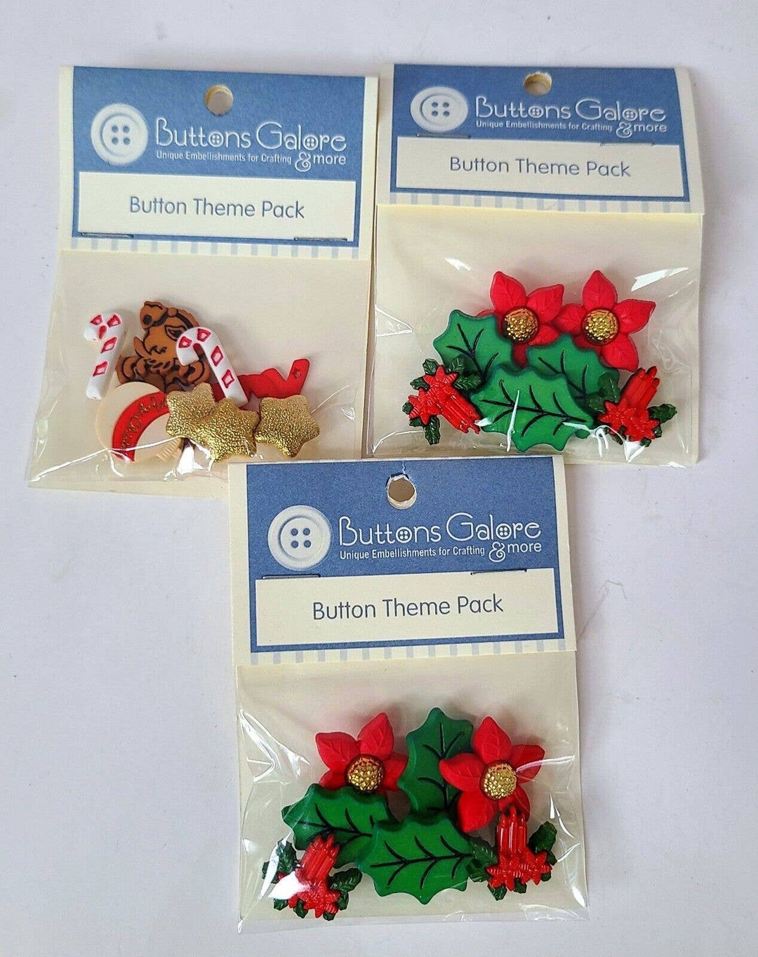 Vintage Buttons Galore Christmas Holiday Poinsettia Candy Etsy