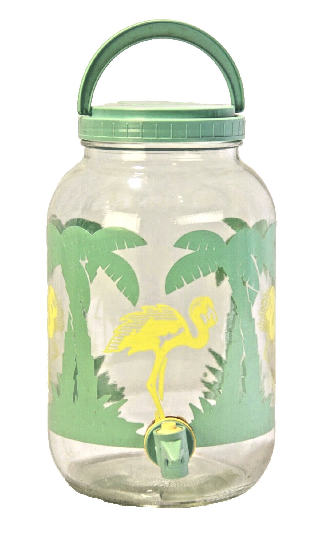 Vintage Beverage Drink Dispenser Sun Tea 1 Gallon Glass Jug Flamingo ...