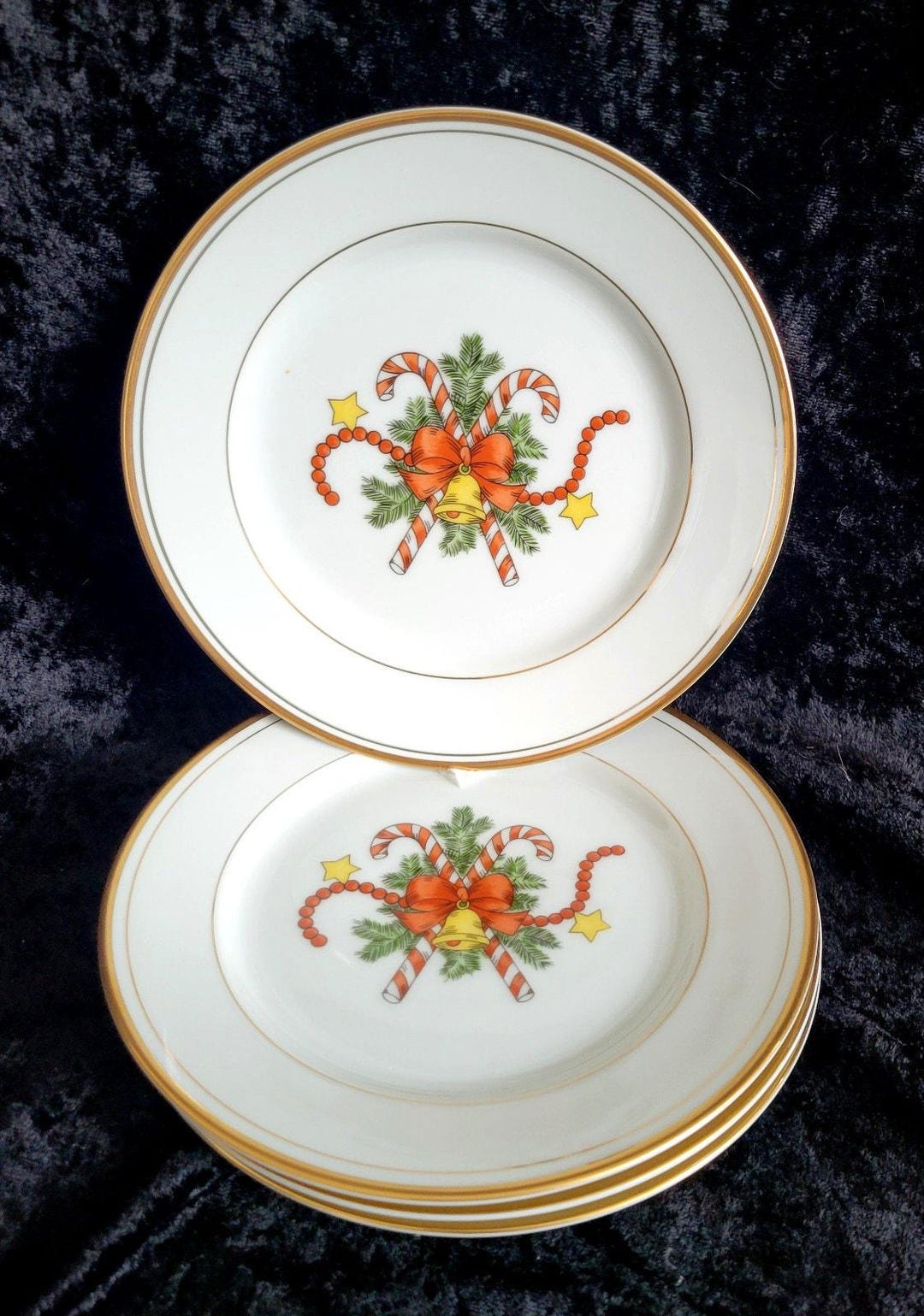 4 Fitz & Floyd St. Nicholas Christmas Side Salad Plates 6-1/2” 1978 VTG ...