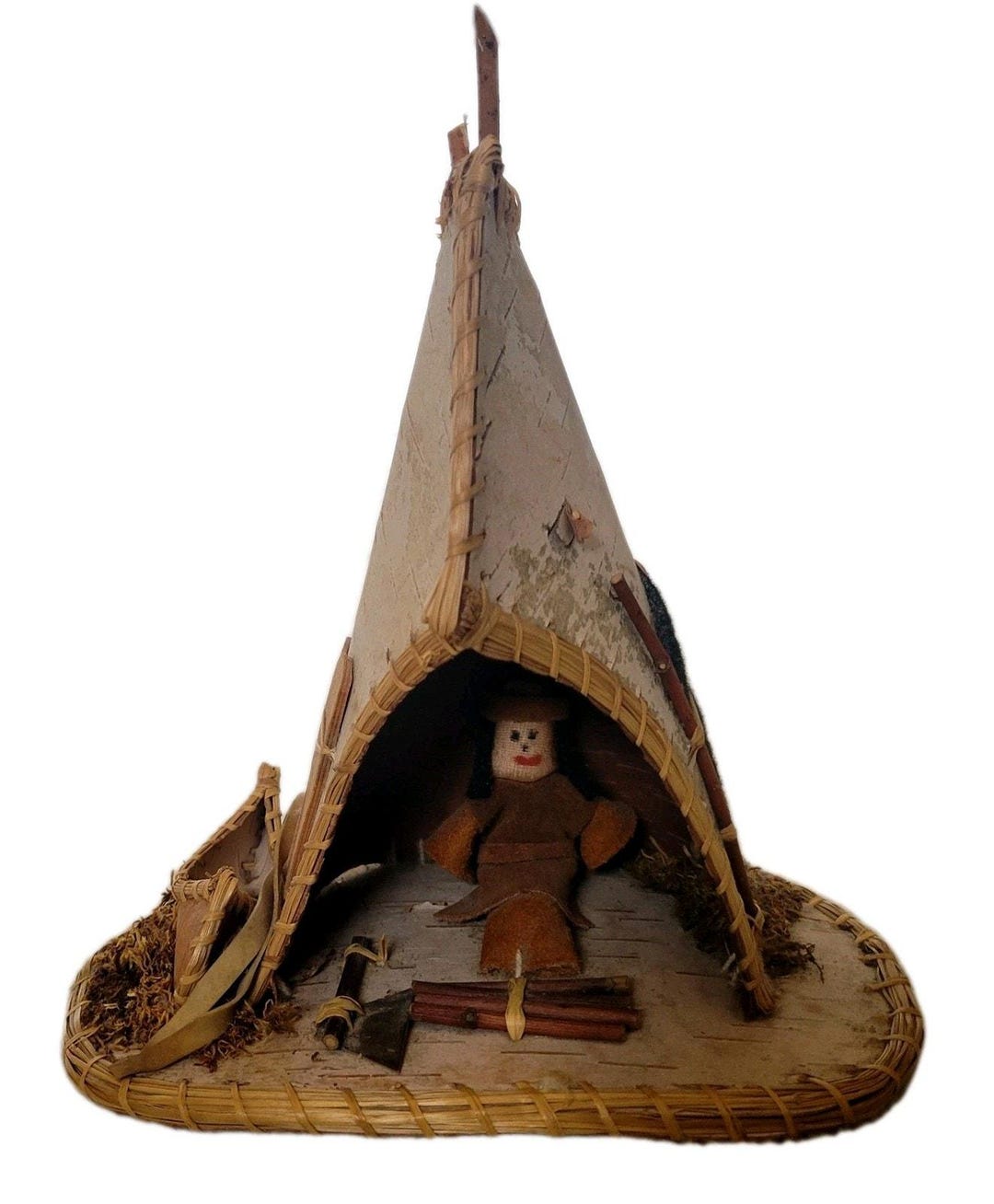 Vtg 1950s 60s Indiginous Canadian Indian Birch Bark Teepee Handcrafted ...