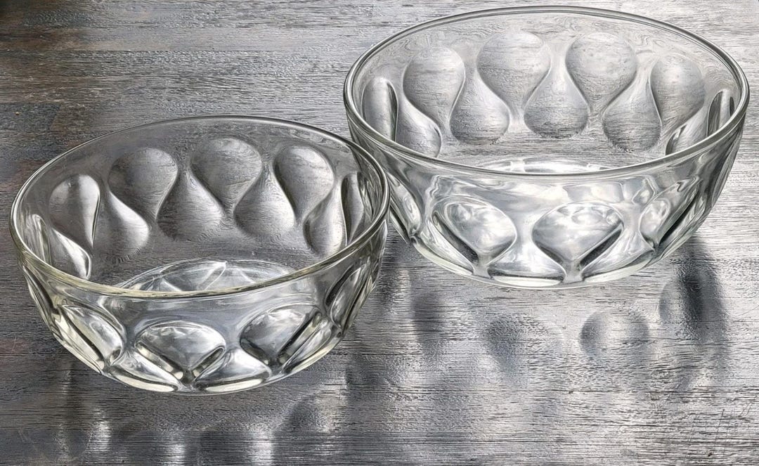 Vintage Pyrex Teardrop Ovenware Clear Glass Mixing Nesting Bowls 2 PC ...