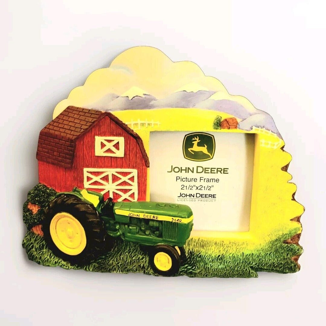Vintage John Deere Tractor Barn Photo Picture Frame Holds 2.5 X 2.5 ...