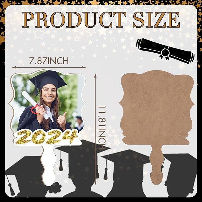 2 PK Large Graduation Sublimation MDF Fan, Handheld, Single Sided - Etsy