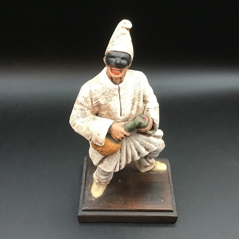 Vintage Statue Pulcinella Neapolitan Figurine Drinking Wine Made of ...
