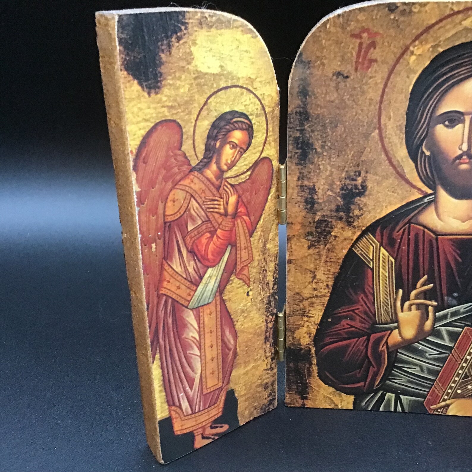 Icon Orthodox Triptych Church Style. Wooden Triptych 8 Long Open. Greek Orthodox Wooden Icon ...