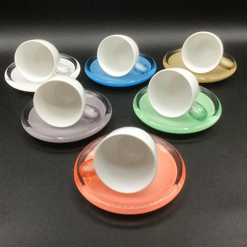 Italian Set of 6 Espresso Cups With Saucers, Plastic/porcelain. Guzzini ...