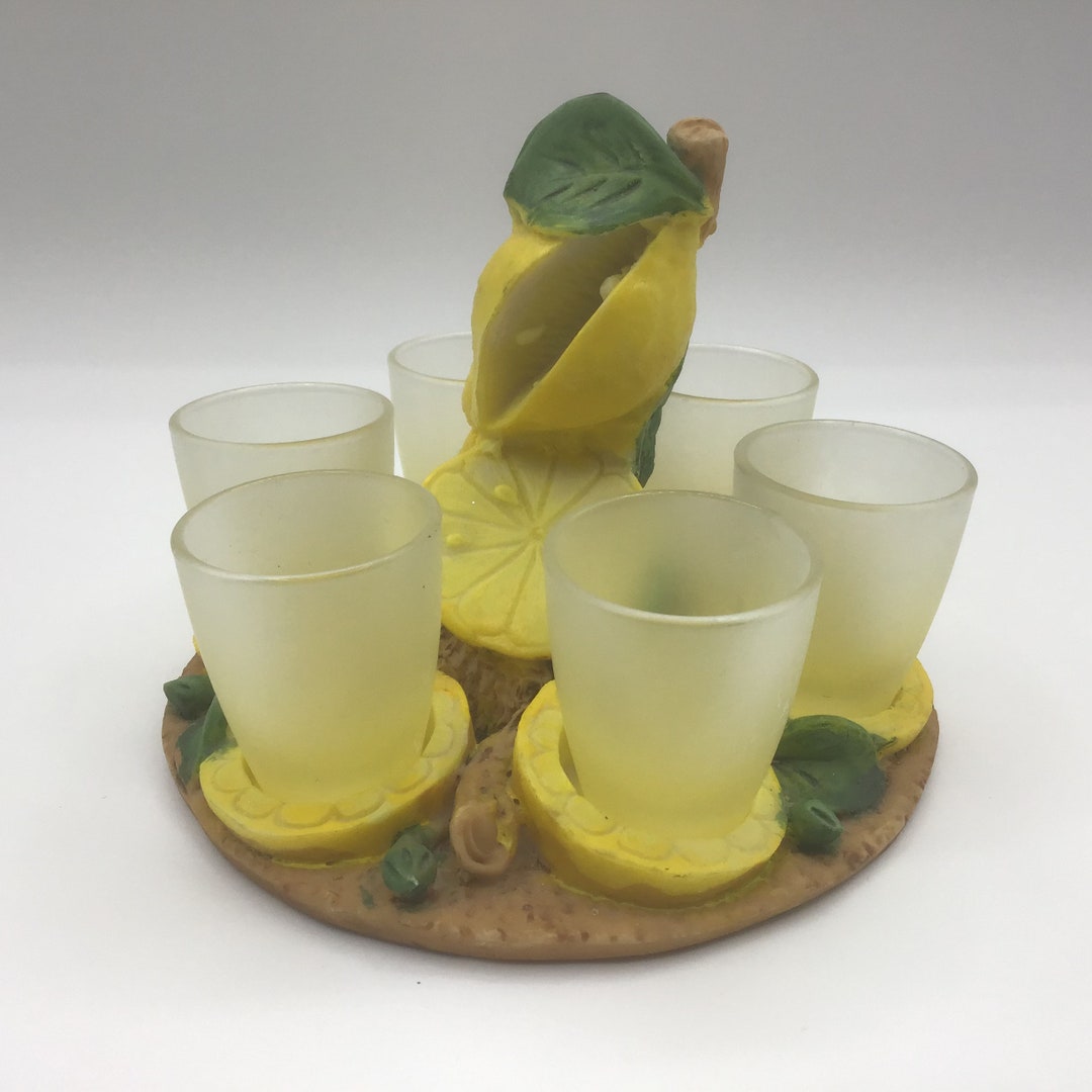 Vintage Italian Limoncello Shot Glasses Souvenir on a Tray in Resin ...
