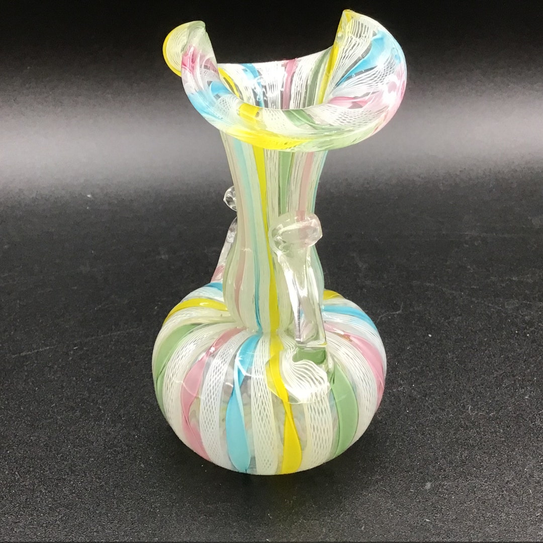 Vintage Murano Zanfirico Lattice Filigree Bud Vase With Aventurine ...