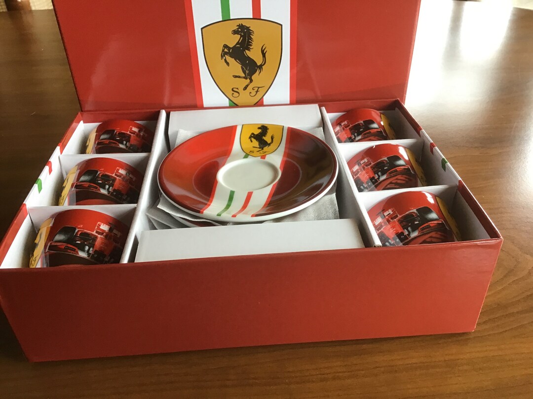 Set of Six Ferrari Scuderia Espresso Cups and Saucers Formula One Race ...