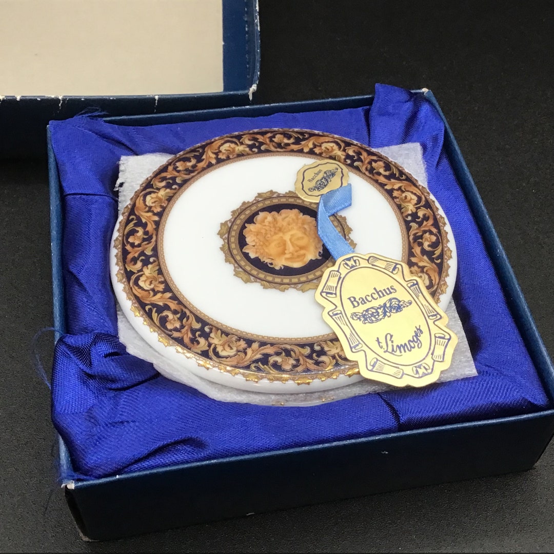 Limoges 24kt Gilt Bacchus Porcelain Coaster Set, Set of 4 Vintage ...