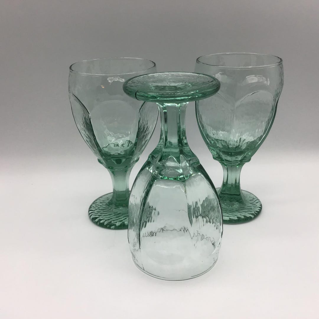 3 Libbey Chivalry Green Glass, Vintage Late 20th Century Libbey Glasses ...