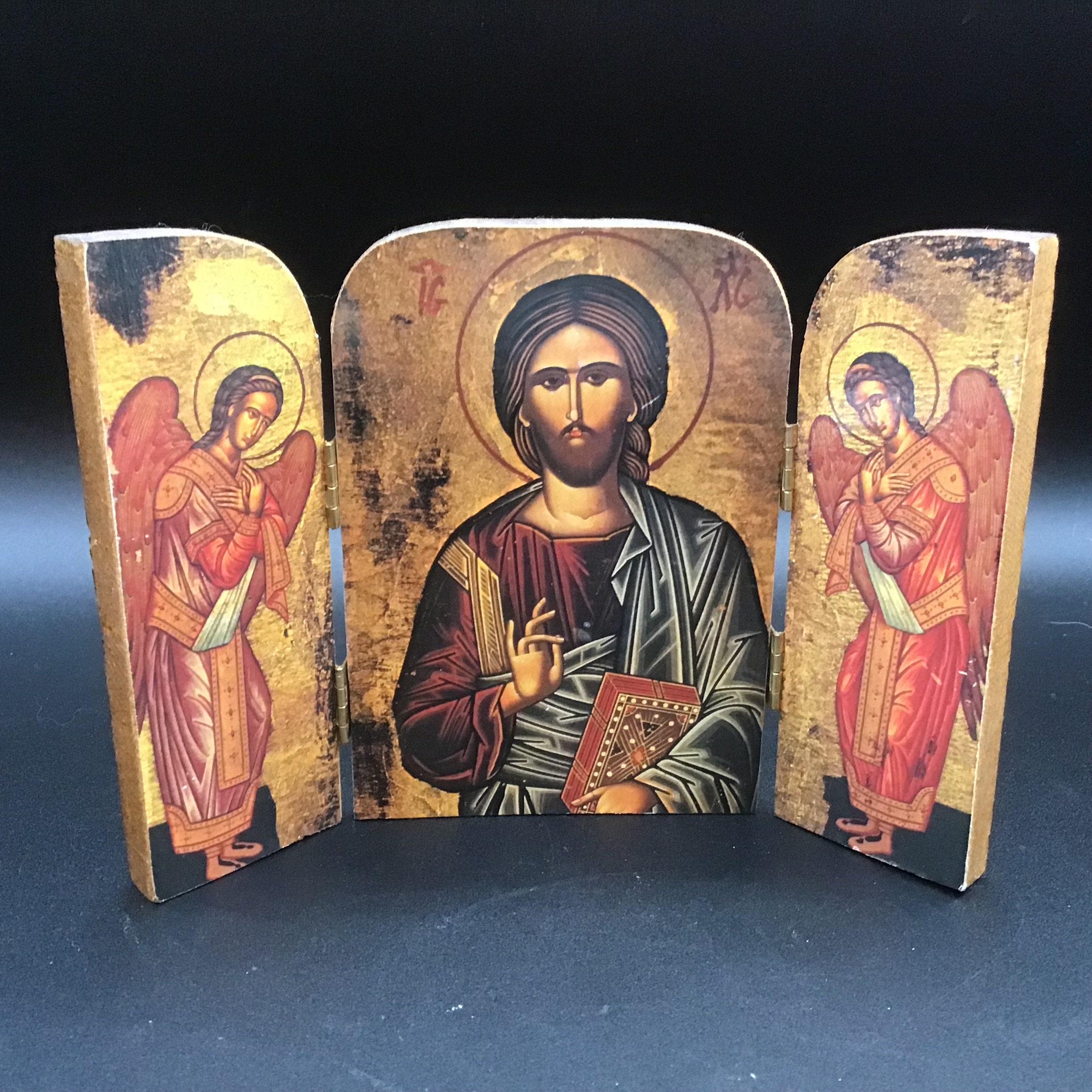 Icon Orthodox Triptych Church Style. Wooden Triptych 8 Long Open. Greek Orthodox Wooden Icon ...