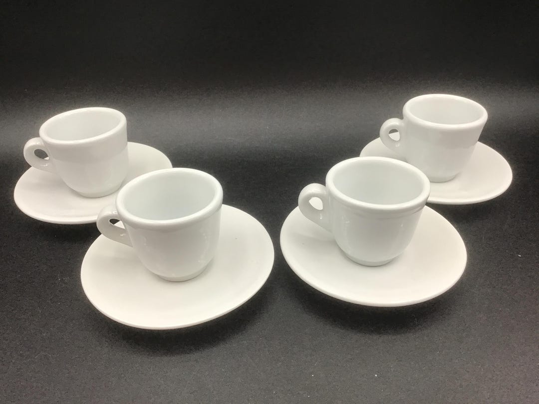 Set of 4 Nuova Point Italy Espresso Coffee Cups and Saucers. White ...