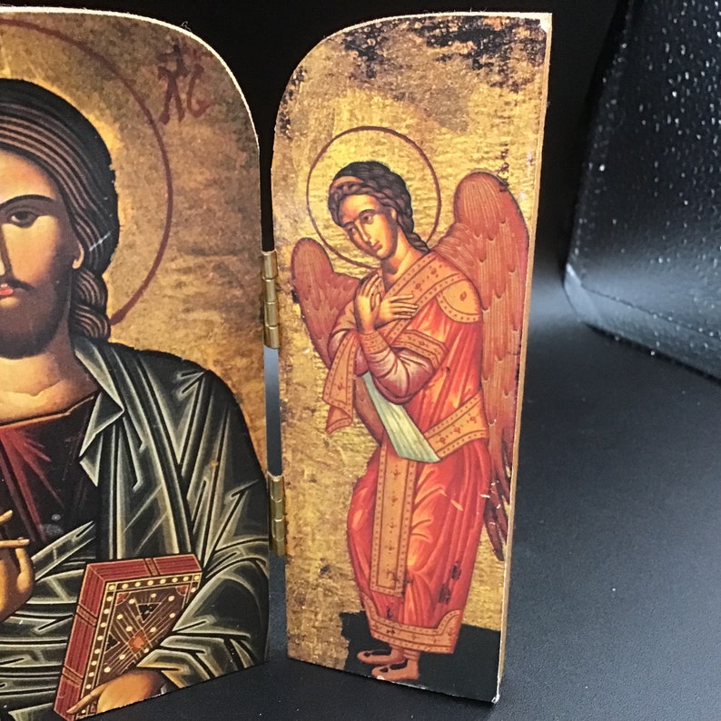 Icon Orthodox Triptych Church Style. Wooden Triptych 8 Long Open. Greek Orthodox Wooden Icon ...