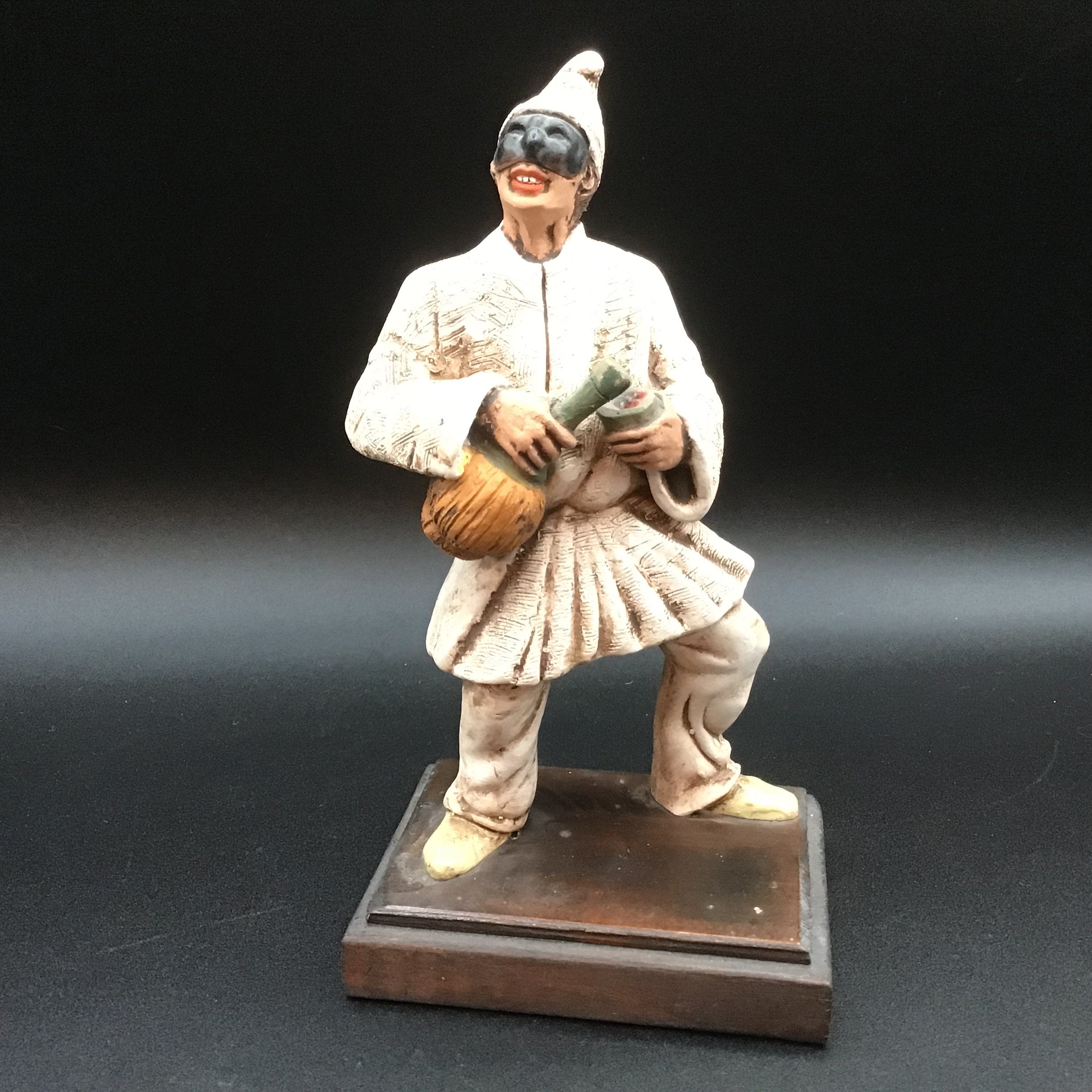 Vintage Statue Pulcinella Neapolitan Figurine Drinking Wine Made of ...