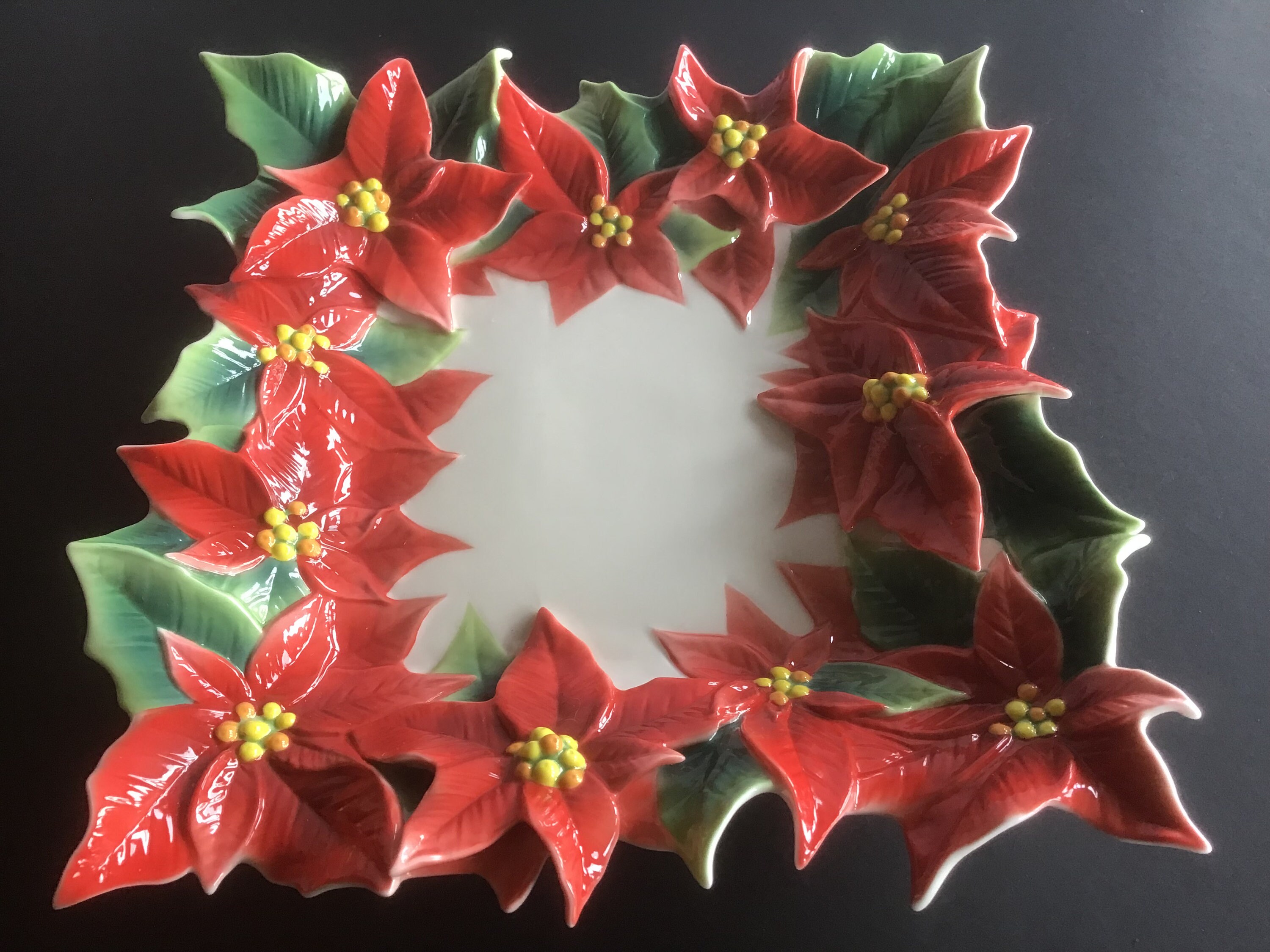 Vintage Franz Porcelain Square Poinsettia Collection Plate - Etsy