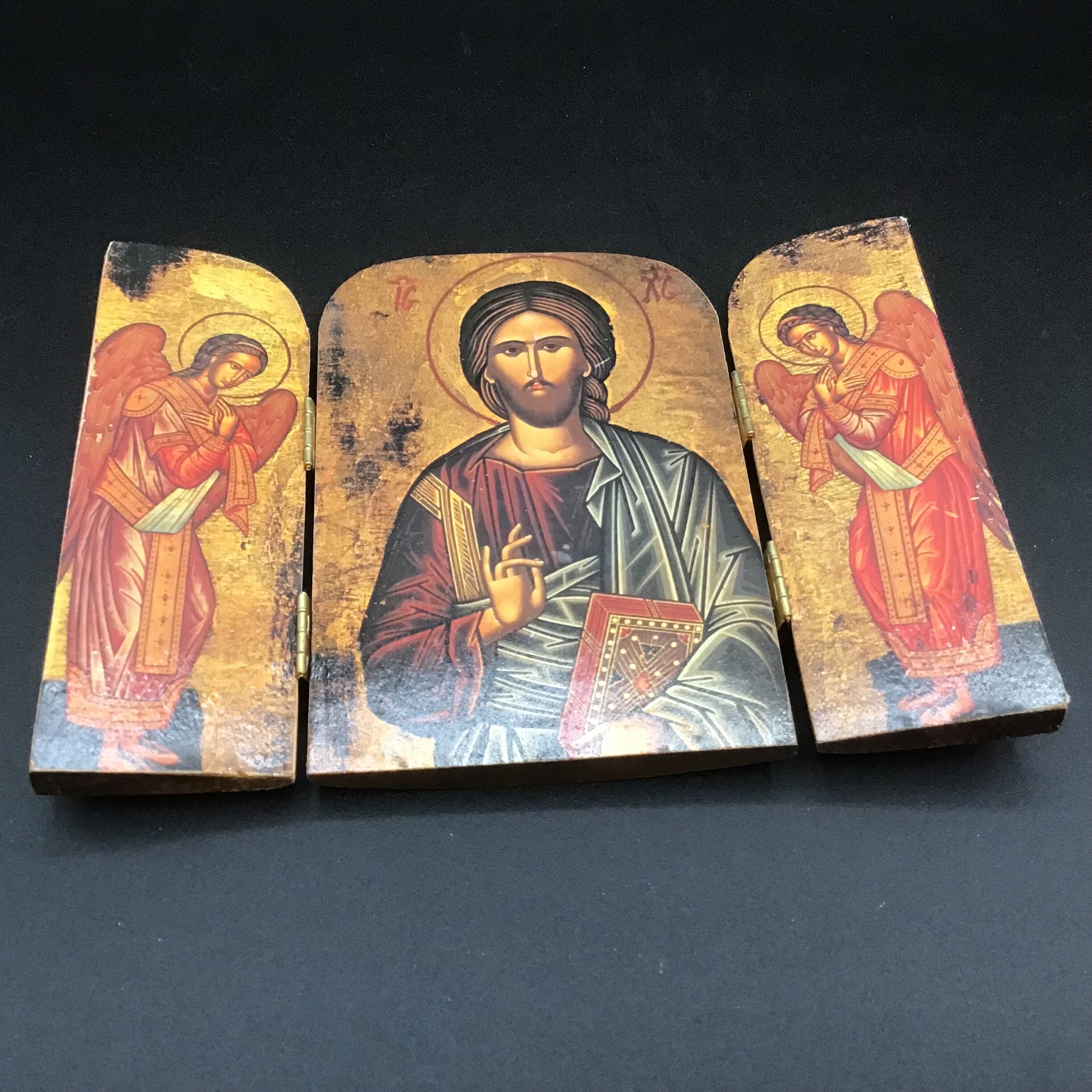 Icon Orthodox Triptych Church Style. Wooden Triptych 8 Long Open. Greek ...