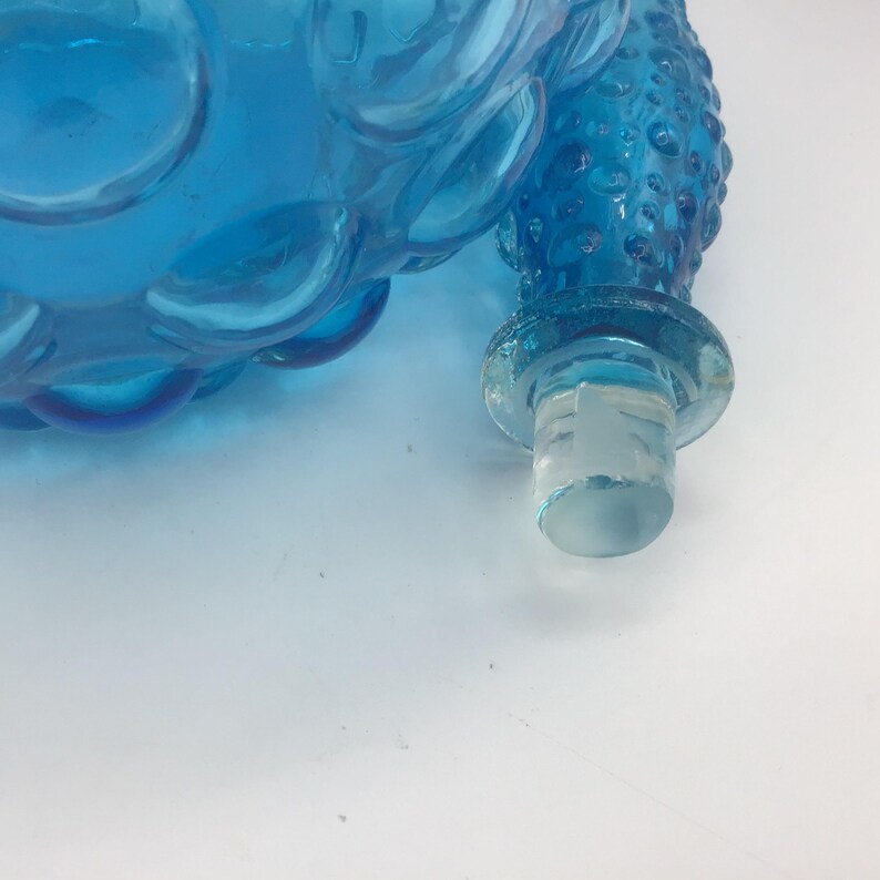 Vintage MCM Empoli Style, 18inches Tall Light Blue Hobnail Bubble ...