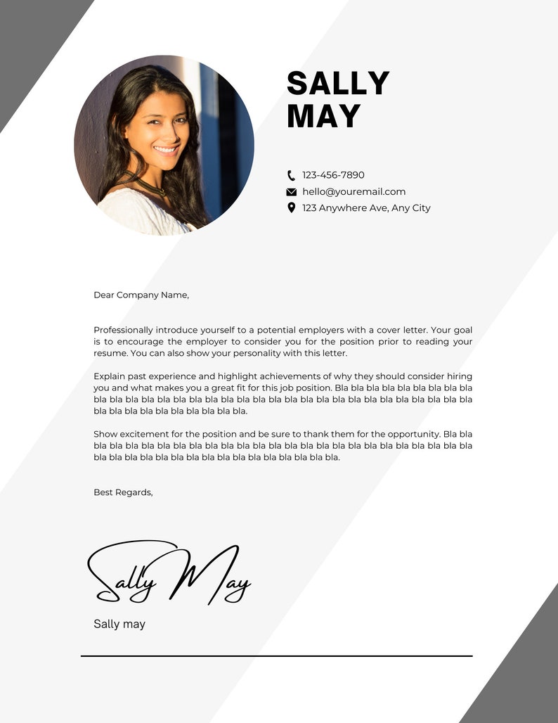 Grey and White Modern Clean Cover Letter Template | Simple Minimalist ...