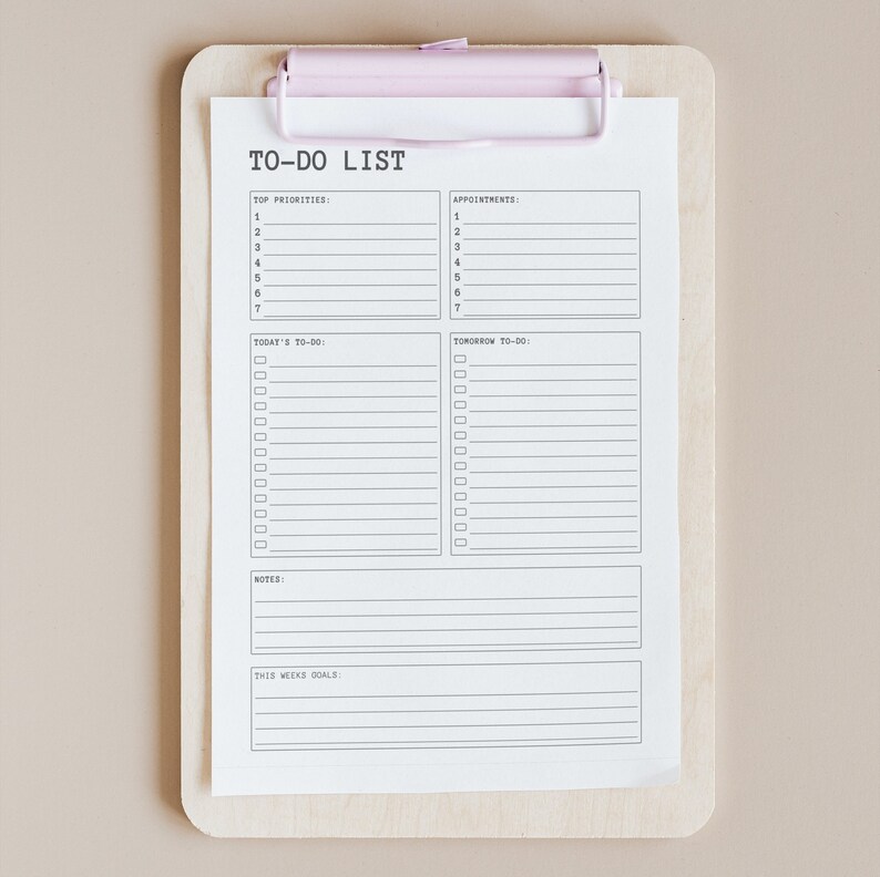 Minimalist to Do Check List | Daily Goal Organization List | Digital ...